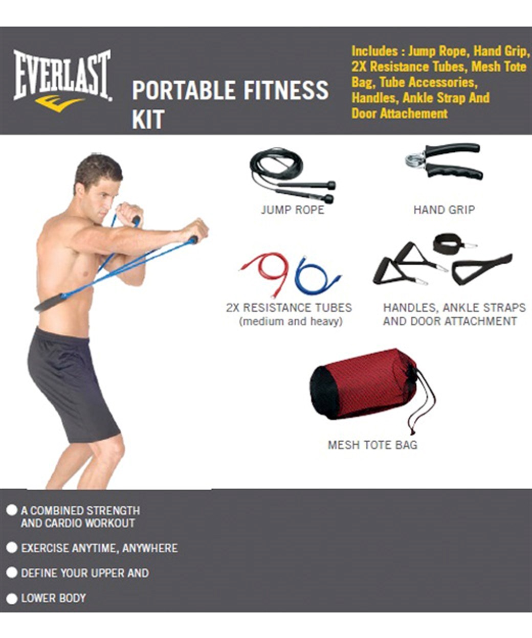 Everlast Portable Fitness Kit - Çok Fonksiyonlu Fitness Antreman Seti ...