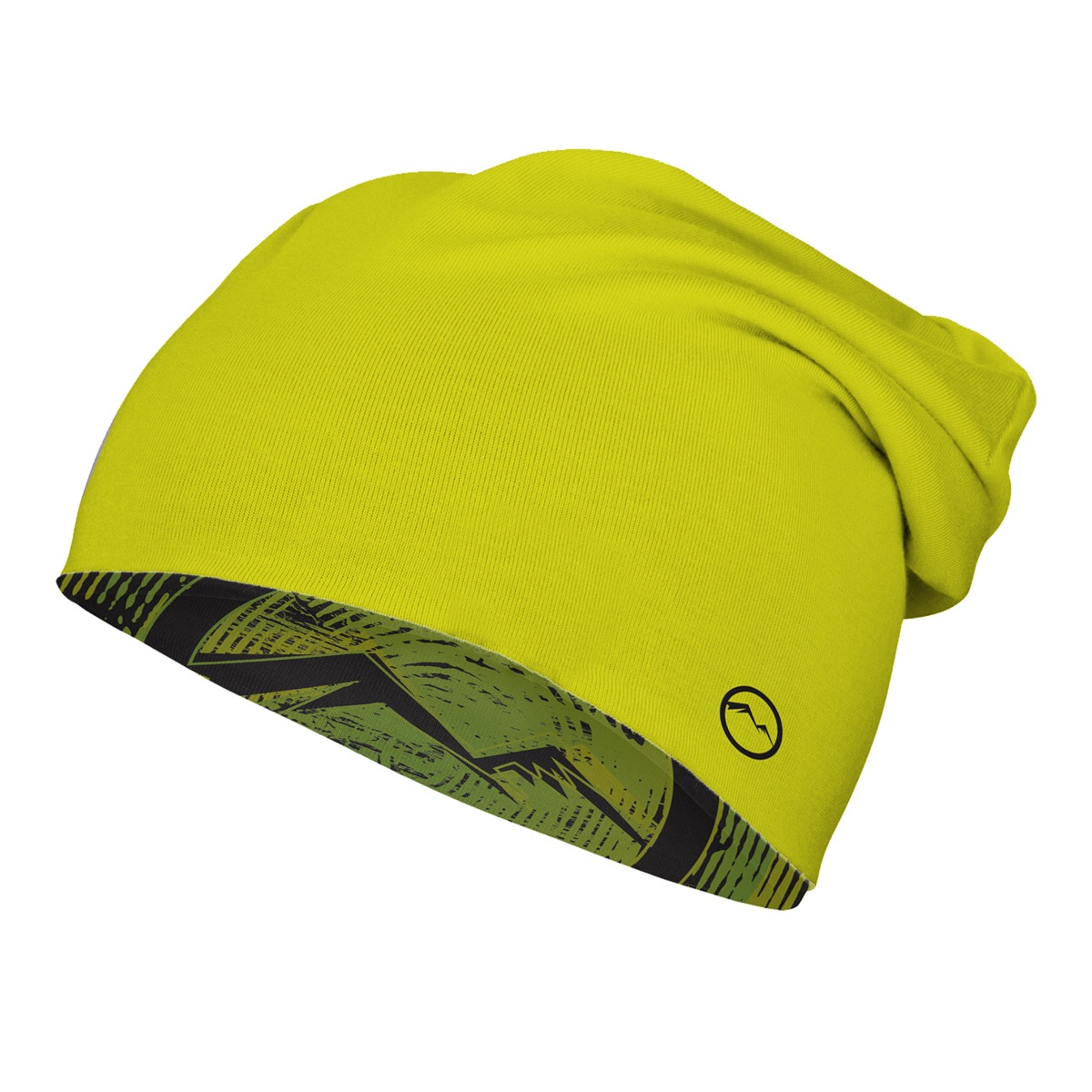 Neon Grunge/Solid Yellow Reversible Beanie - Microfiber Çift Taraflı Bere