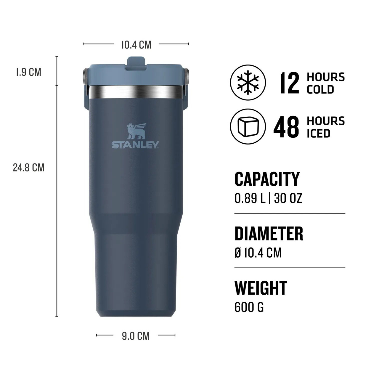 Stanley 0.89L The IceFlow Flip Straw Tumbler - Navy / Lacivert